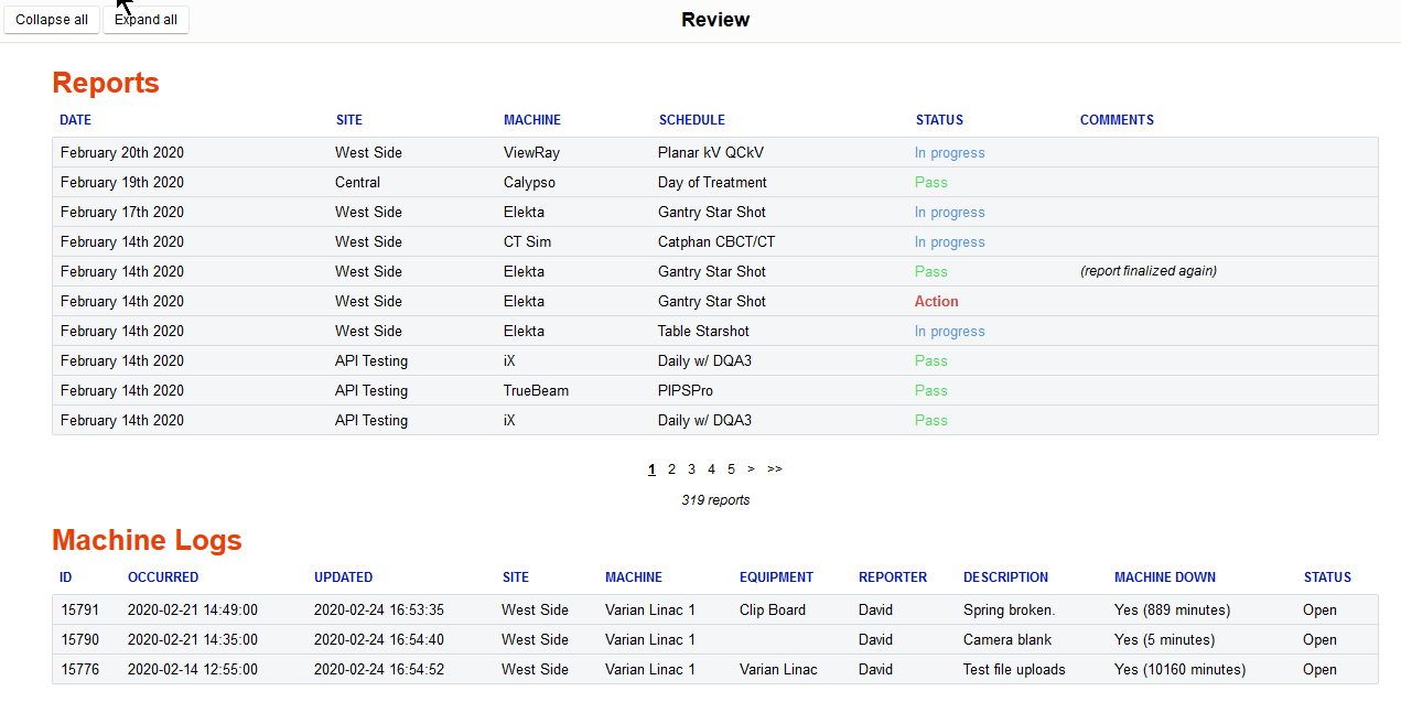 Review in Progress Reports, Unsigned Reports, and Open Machine Log ...